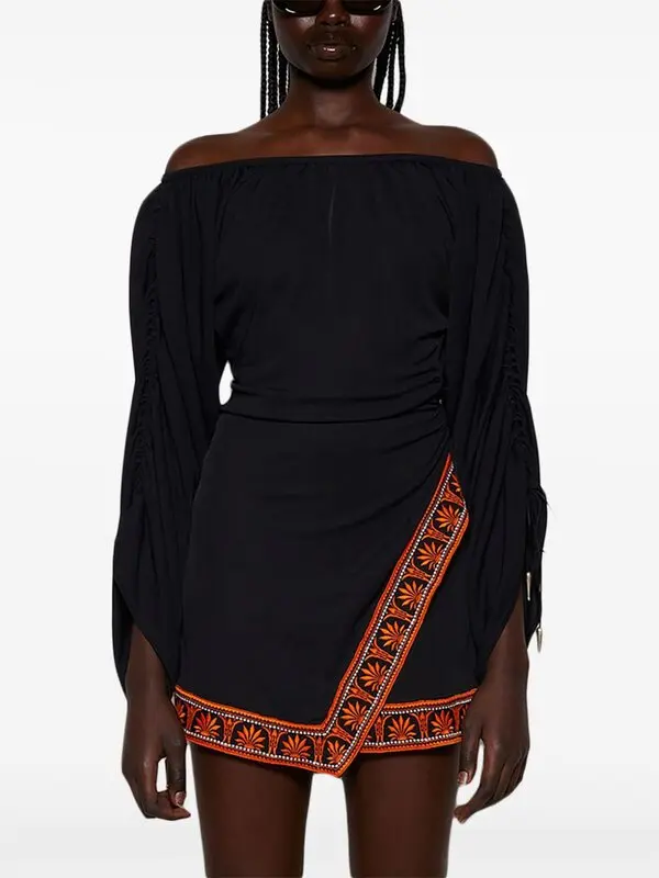Rabanne Contrast Trimming Off-the-shoulder Minidress - Black