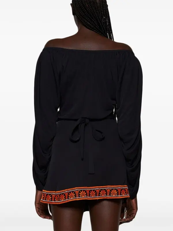 Rabanne Contrast Trimming Off-the-shoulder Minidress - Black