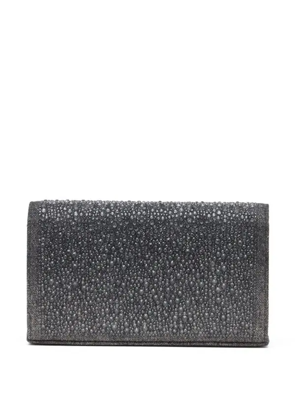 DIESEL® 1dr Crystal Embellished Denim Wallet - Black