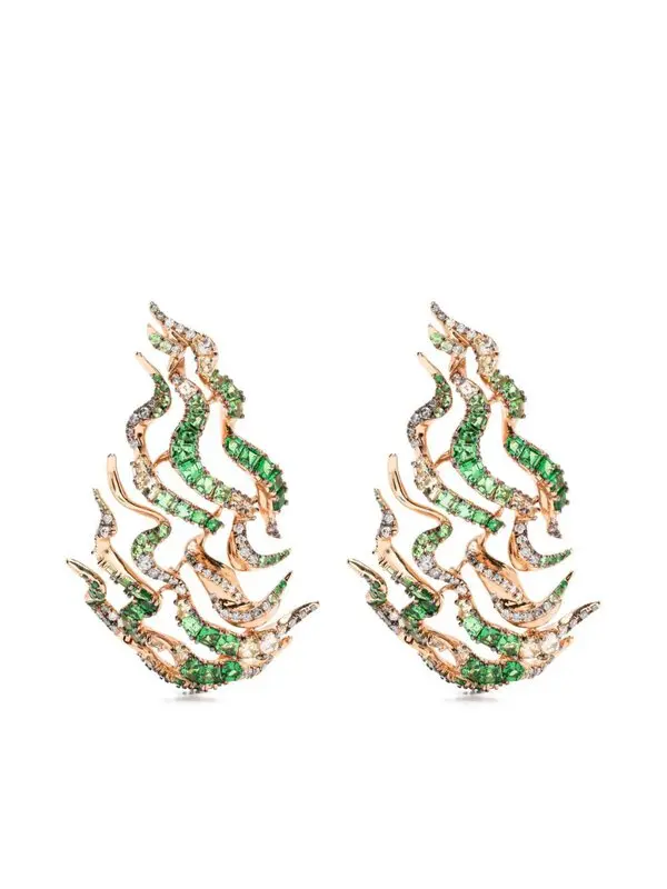 BIBI VAN DER VELDEN 18kt Rose Gold Multi-stone Drop Earrings - Pink