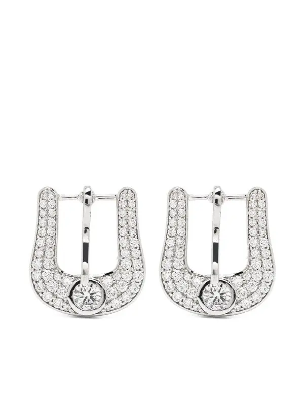 ROSES METALS 14kt White Gold Diamond Buckle Earrings - Silver