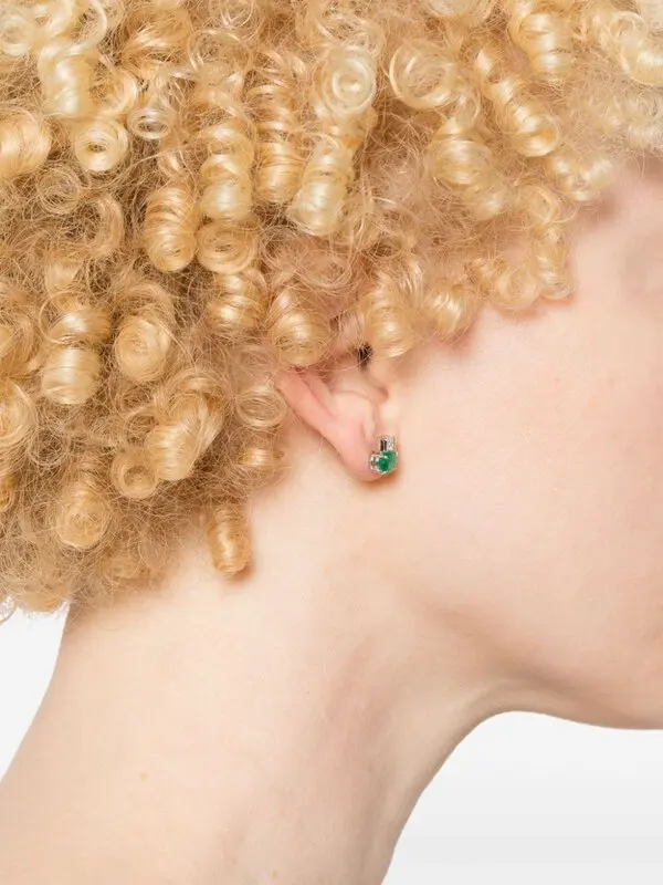 SAUER 18kt White Gold Agnes Diamond And Emerald Earrings