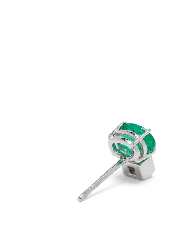 SAUER 18kt White Gold Agnes Diamond And Emerald Earrings
