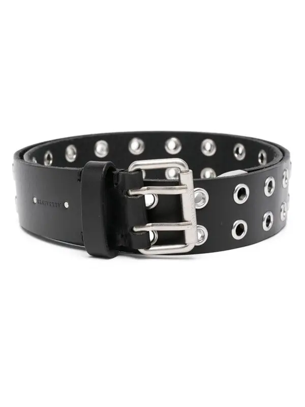 Allsaints Eyelet-Detail Leather Belt - Black | Editorialist display picture 3