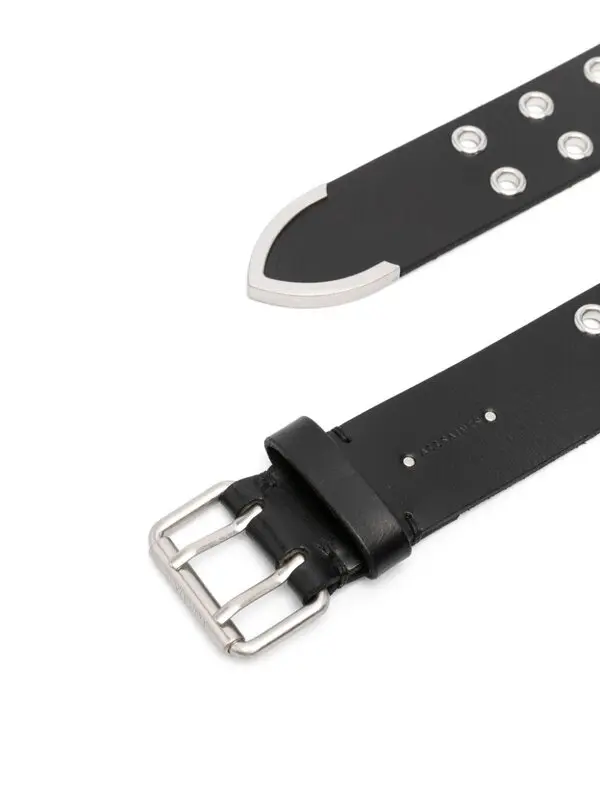 Allsaints Eyelet-Detail Leather Belt - Black | Editorialist display picture 3