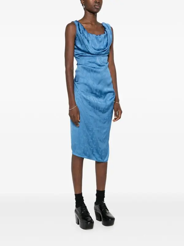 Vivienne Westwood Safety-Pin Jacquard Midi Dress - Blue - 58% Off