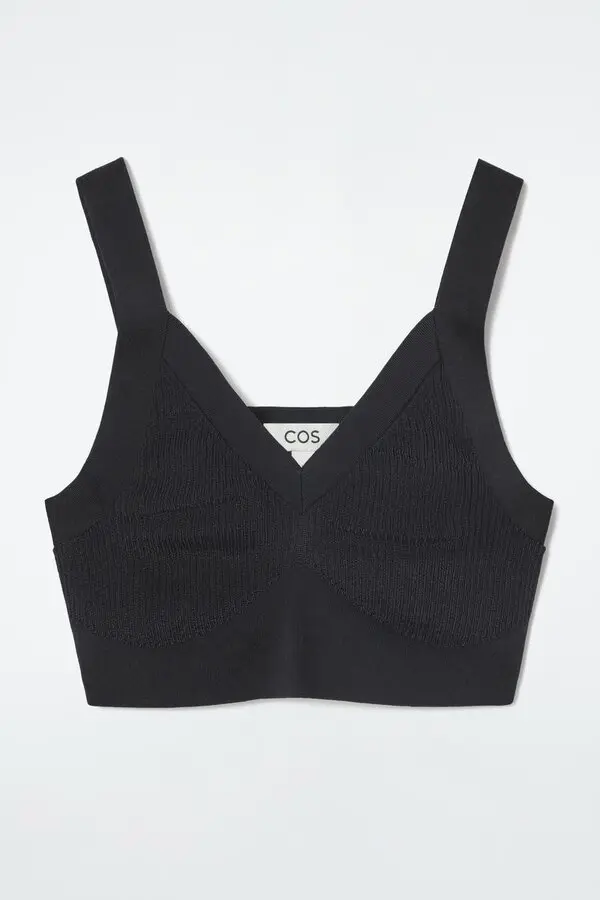 Cos Ribbed-knit Bralette - Navy