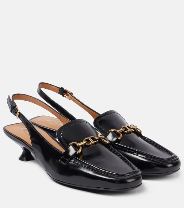 TOD'S Leather Slingback Pumps - Black