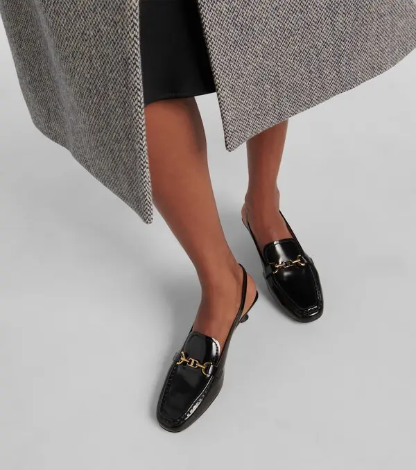 TOD'S Leather Slingback Pumps - Black
