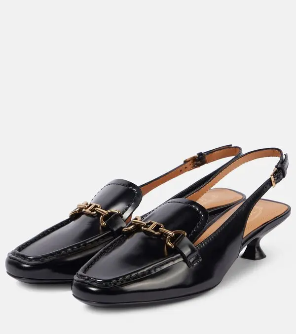 TOD'S Leather Slingback Pumps - Black