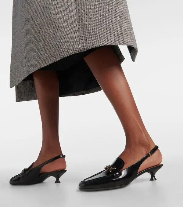TOD'S Leather Slingback Pumps - Black