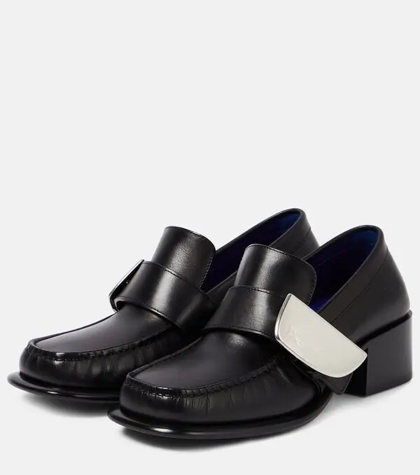 Burberry Leather Loafer Pumps - Black