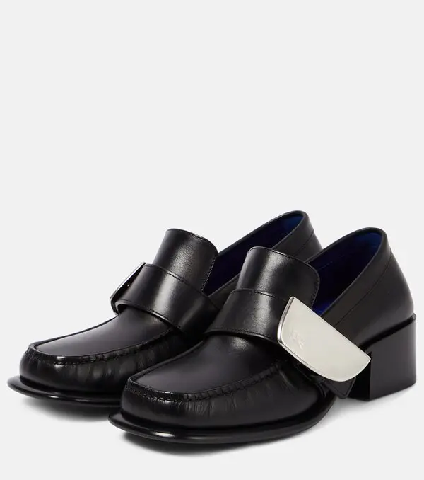 Burberry Leather Loafer Pumps - Black