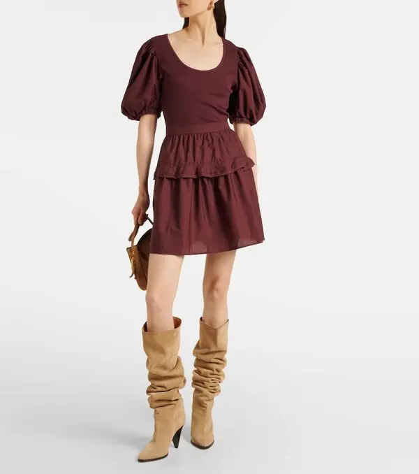 Ulla Johnson Tilda Mini Dress - Burgundy