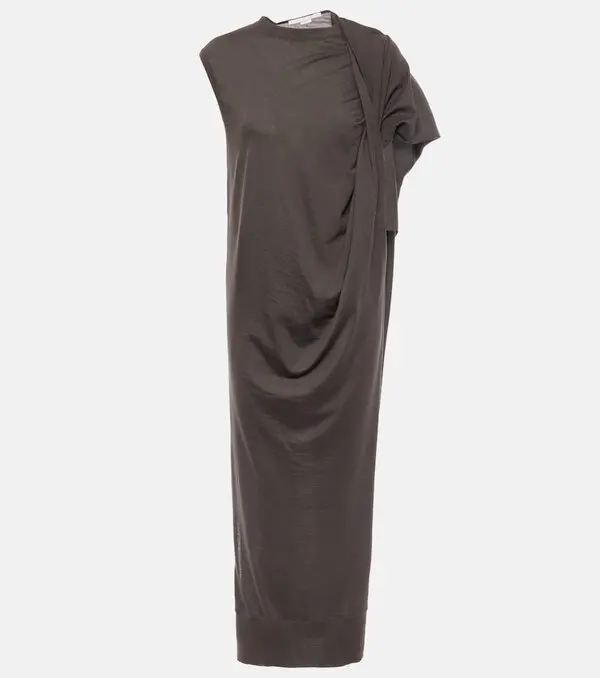 Stella McCartney Draped Wool Maxi Dress - Brown