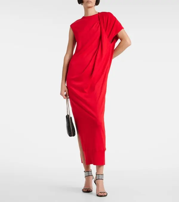 Stella McCartney Draped Wool Maxi Dress - Red