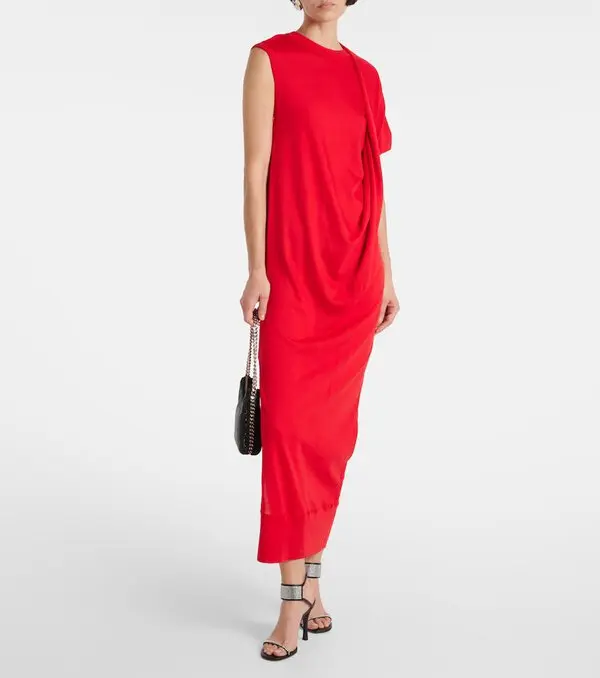 Stella McCartney Draped Wool Maxi Dress - Red