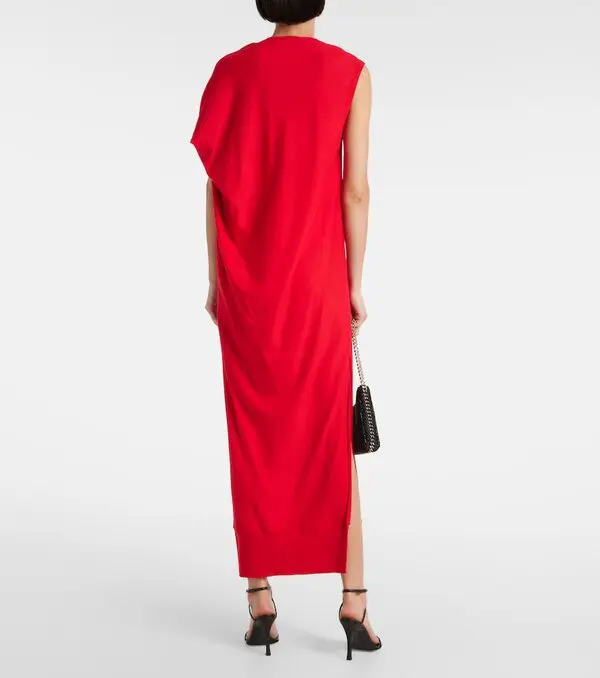 Stella McCartney Draped Wool Maxi Dress - Red