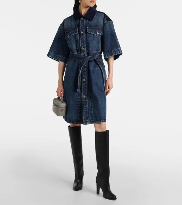 Stella McCartney Corduroy-trimmed Denim Minidress