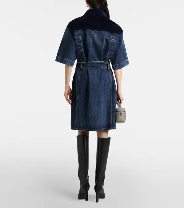 Stella McCartney Corduroy-trimmed Denim Minidress