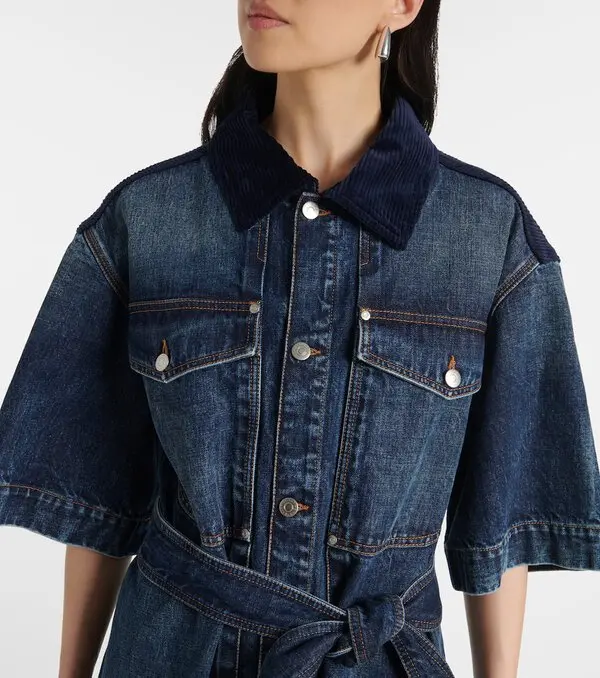Stella McCartney Corduroy-trimmed Denim Minidress