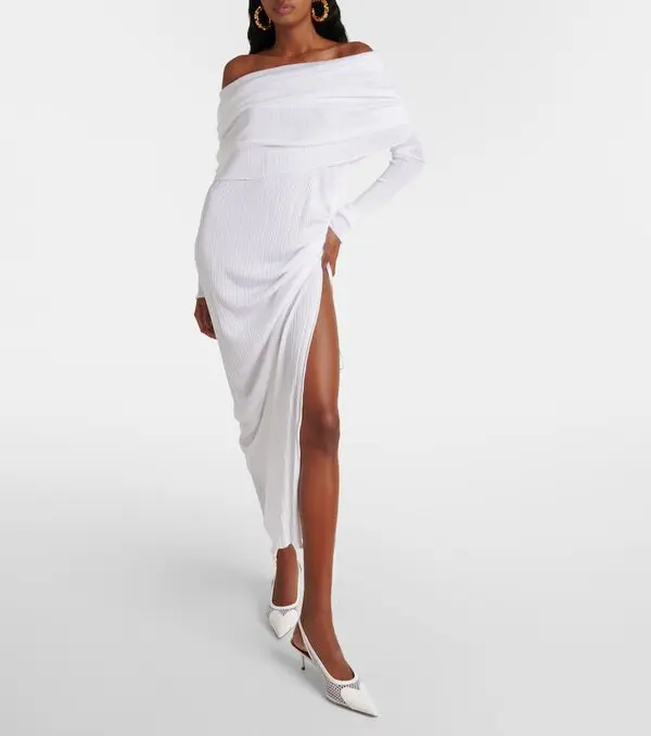 Alaïa Off-shoulder Ruched Maxi Dress