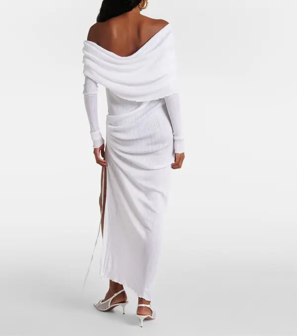Alaïa Off-shoulder Ruched Maxi Dress