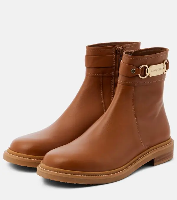 See By Chloé Signature Leather Ankle Boots