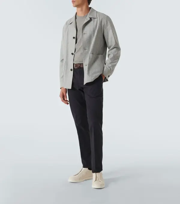 Zegna Cotton-blend Chinos - Blue