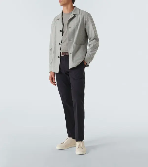 Zegna Cotton-blend Chinos - Blue