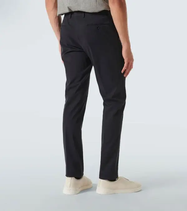 Zegna Cotton-blend Chinos - Blue