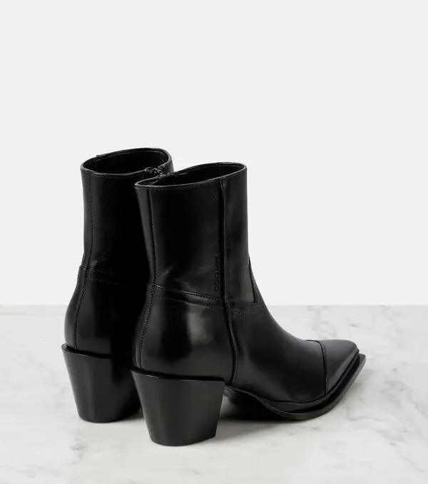 JIMMY CHOO Cece 60 Leather Ankle Boots - Black