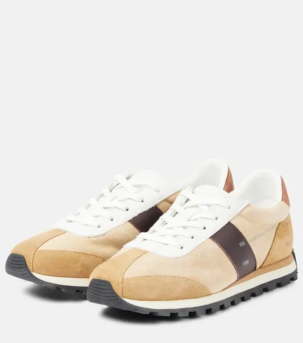 Hogan Leather-trimmed Suede Sneakers