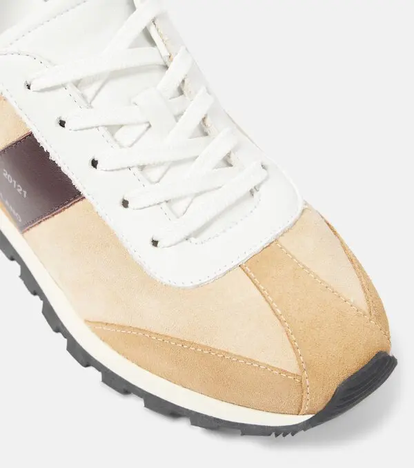Hogan Leather-trimmed Suede Sneakers - Brown