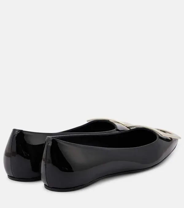 ROGER VIVIER Trompette Patent Leather Ballet Flats - Black