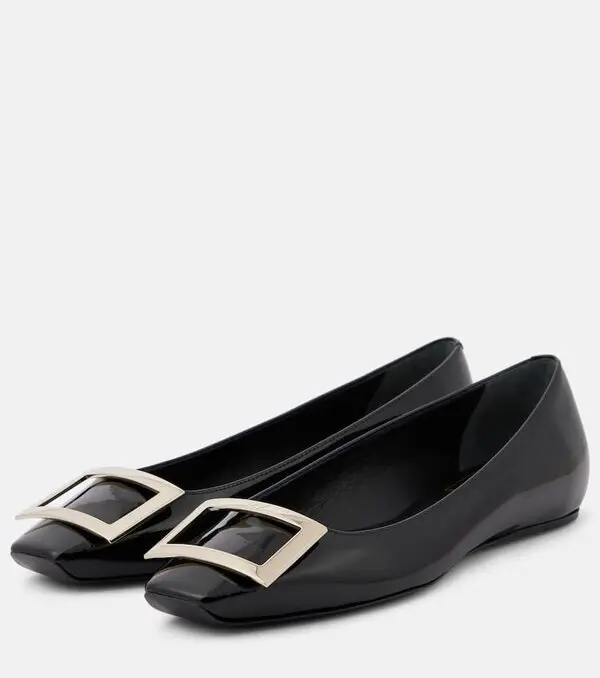 ROGER VIVIER Trompette Patent Leather Ballet Flats - Black