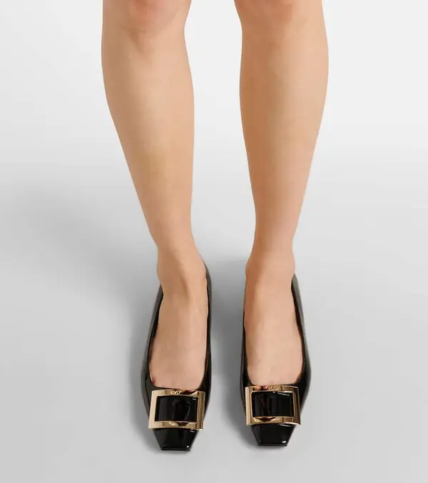 ROGER VIVIER Trompette Patent Leather Ballet Flats - Black