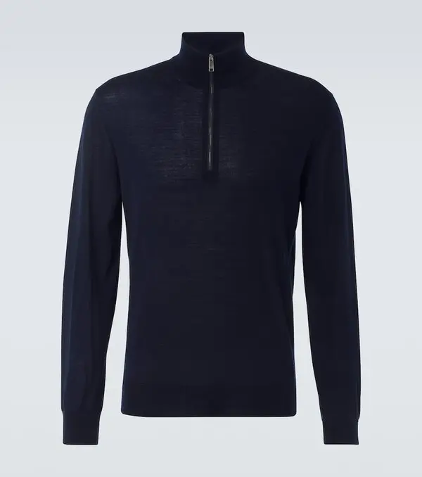 Zegna Wool Half-zip Sweater - Blue