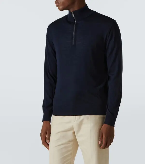 Zegna Wool Half-zip Sweater - Blue