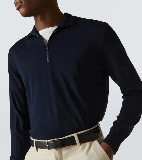 Zegna Wool Half-zip Sweater - Blue