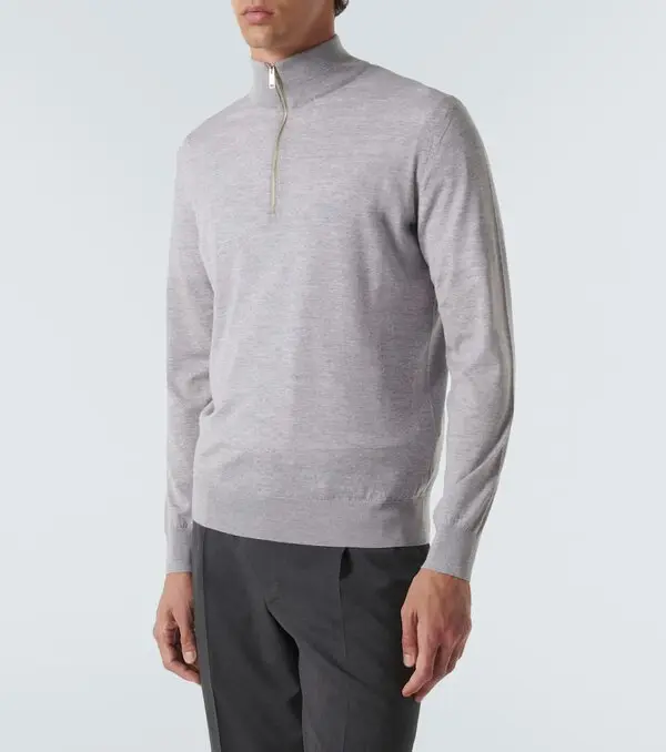Zegna Wool Half-zip Sweater - Grey