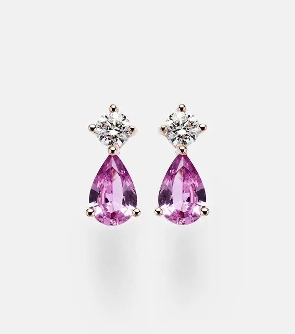 ANITA KO 18kt Rose Gold Earrings With Sapphires And Diamonds - Pink