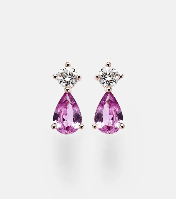 ANITA KO 18kt Rose Gold Earrings With Sapphires And Diamonds - Pink