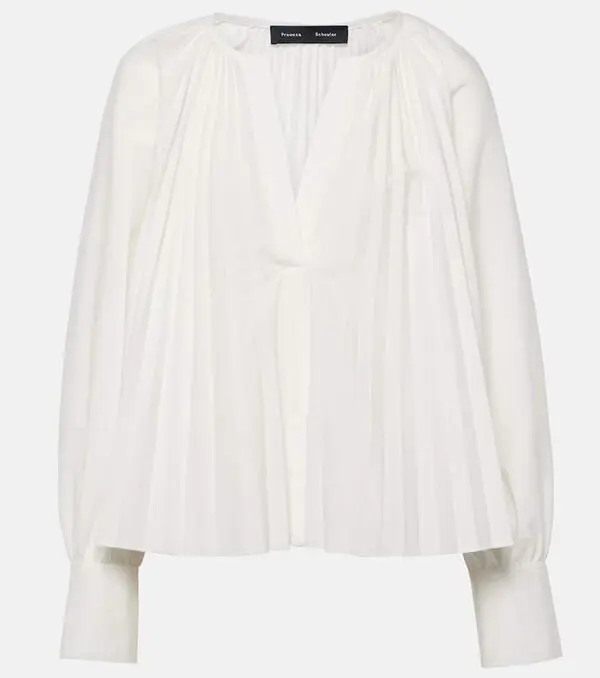 Proenza Schouler Monica Cotton-blend Poplin Blouse - White