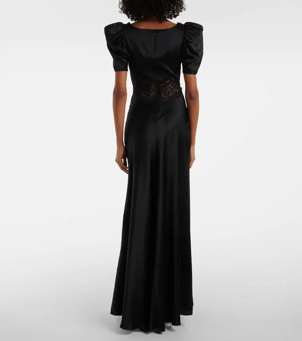 RODARTE Lace-trimmed Silk Gown - Black