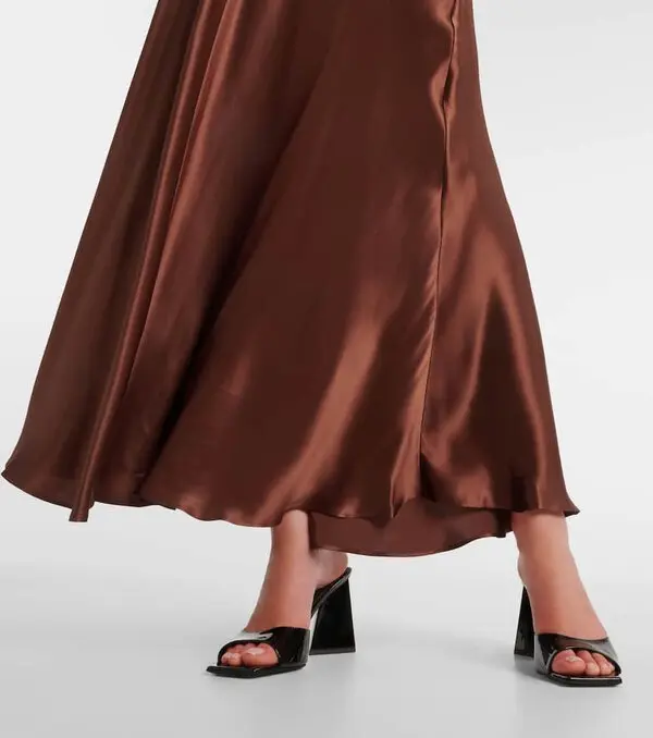 RODARTE Lace-trimmed Silk Gown - Brown
