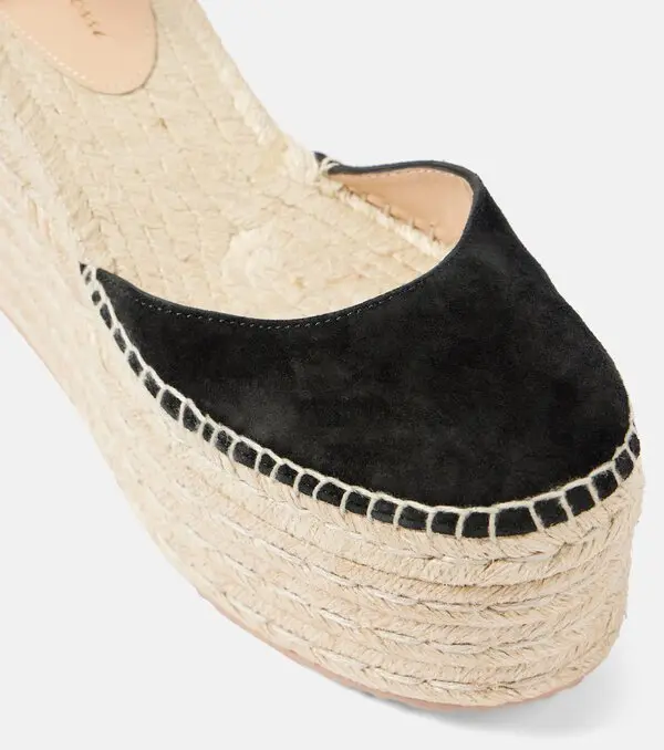 GIANVITO ROSSI Suede Platform Espadrille Wedges - Black