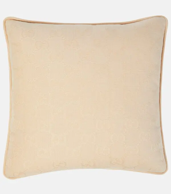 Gucci Gg Jacquard Cushion - Beige