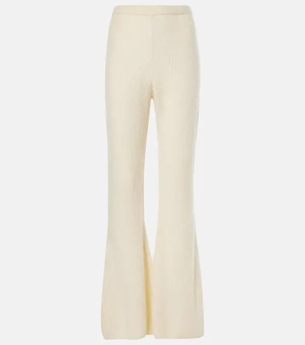 THE ROW Gregori Flared Cashmere Pants - White