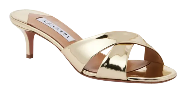 AQUAZZURA Divine 50 Mirrored Leather Mules